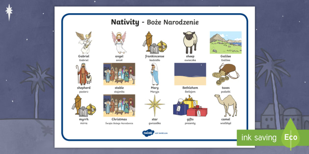 Nativity Word Mat English/Polish - Nativity Word Bank