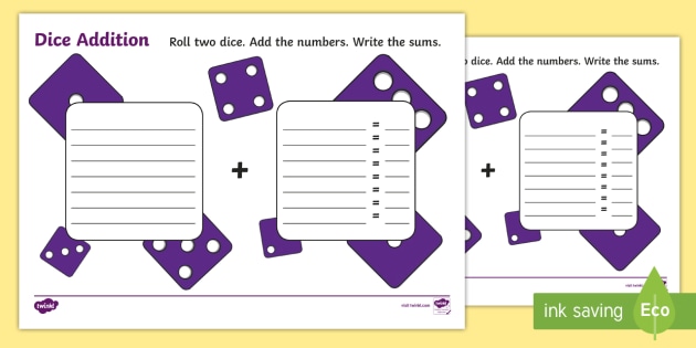 Dice Addition Activity Mat