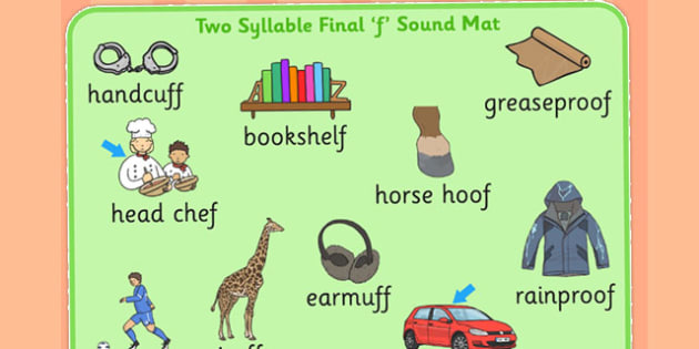 Two Syllable Final 'F' Sound Word Mat (teacher made)