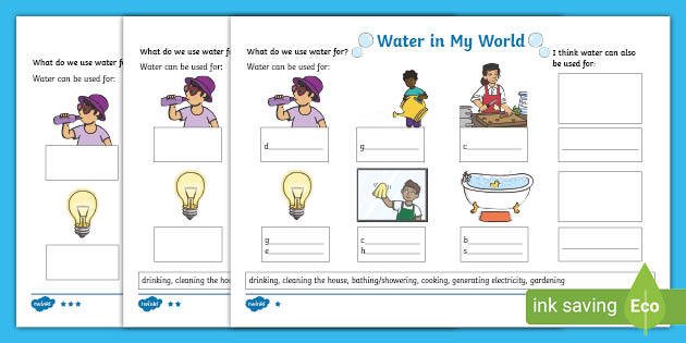 Water in My World Differentiated Worksheets | Year 2 Science