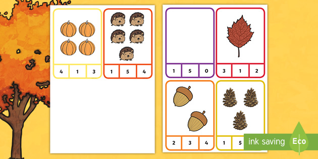 Autumn-themed Number Recognition Activity