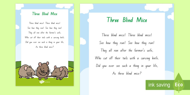 Three Blind Mice Display Poster (teacher made)