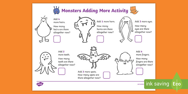 👉 Monsters Adding More Activity (teacher made)