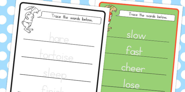 The Tortoise and the Hare Trace the Words Worksheet - australia