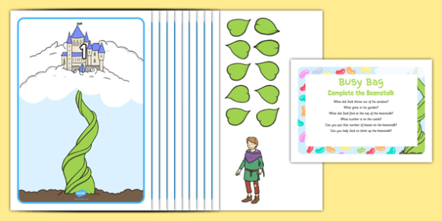Complete the Beanstalk Busy Bag Prompt Card and Resource Pack