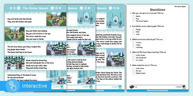 KS1 The Snow Queen | Reading Comprehension for Kids | Online