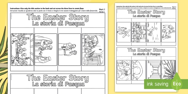 Easter Story Writing Flap Book English/Italian - Easter Story Writing Flap