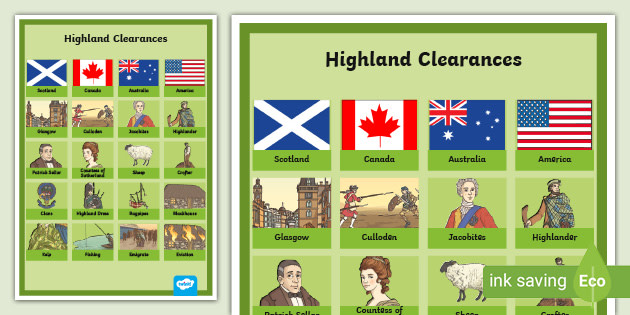 The Highland Clearances Key Vocabulary Mat - highland clearances