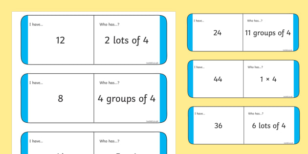 Loop Cards 4 Times Table - loop cards, loop, cards, activity, times table