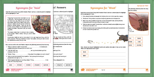 Synonyms for 'Said' and 'Went' Activities | Twinkl Originals