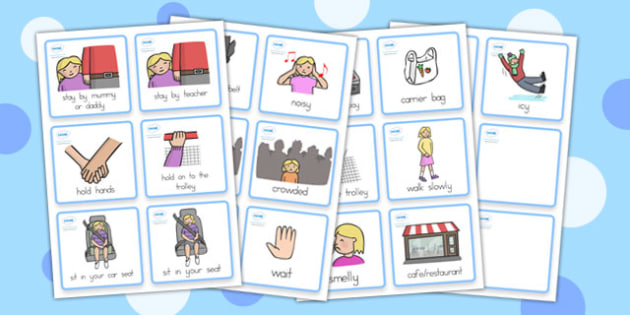 Special Needs Communication Cards Out and About Girl - cards