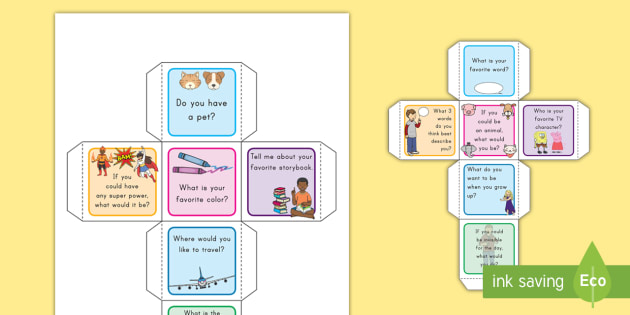 Asking Questions Oral Language Dice Activity
