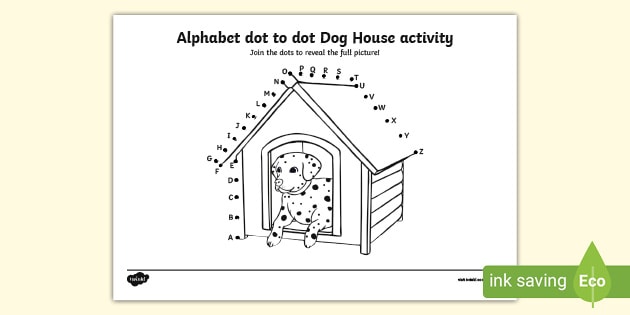 FREE! - Alphabet Dot to Dot Dog House Activity | Twinkl Resources