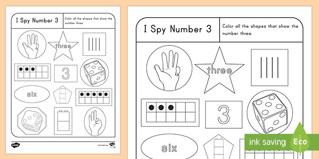 Number Sense I Spy Number 3 Activity (teacher made)