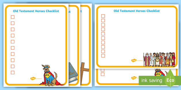 Vacation Bible School: Old Testament Heroes Editable Checklist