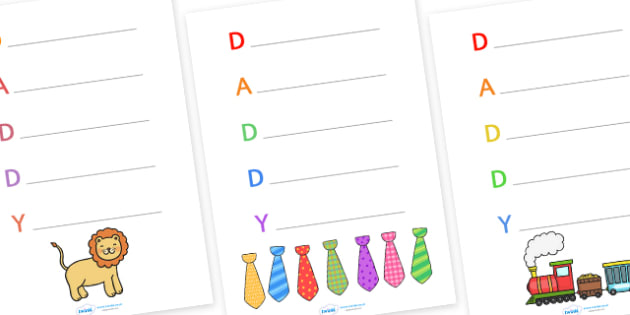 Fathers Day 'Daddy' Acrostic Poem Templates (teacher made)