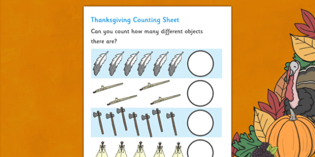 Thanksgiving Counting Sheet