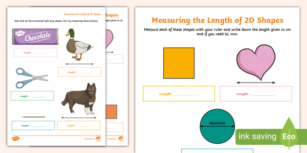 Measuring the Length of 2D Shapes Activity Sheet