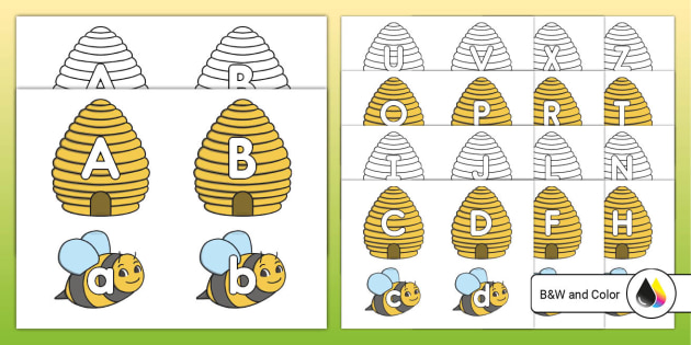 Bees Uppercase and Lowercase Matching Activity