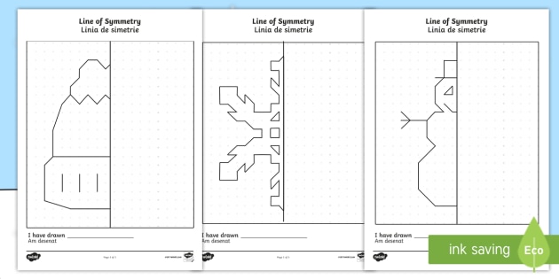 Winter-Themed Symmetry Worksheet / Worksheets English/Romanian - Winter