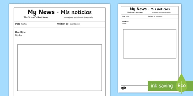 My News Writing Template - English/Spanish - My News Writing Template