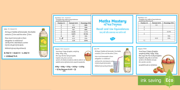 Year 6 Fractions Recall and Use Equivalences Mastery Activities Maths