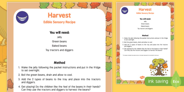 Harvest Edible Sensory Recipe (teacher made)