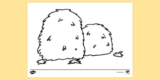 FREE! - Piles of Straw Colouring Sheet - Primary Resources