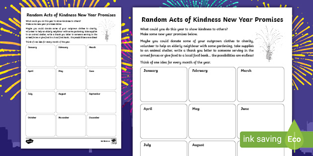 Random Acts of Kindness - New Year Promises Activity