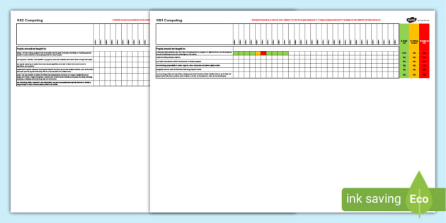 KS1 and KS2 Computing Assessment Spreadsheet (teacher made)