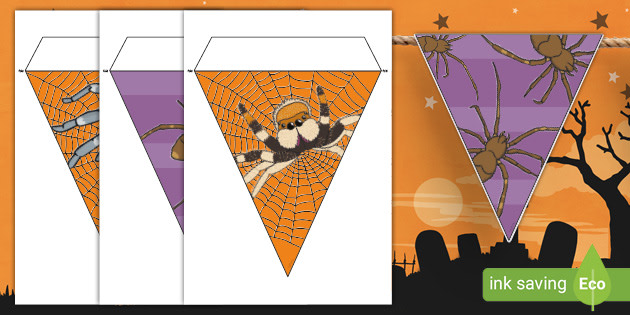 FREE! - Spooky Big Spider Bunting Display - Decorations - Twinkl
