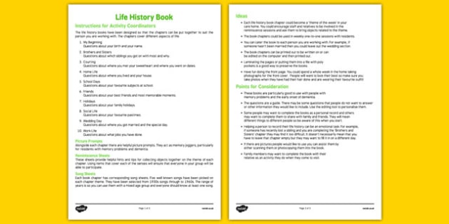 Life History Book Instructions