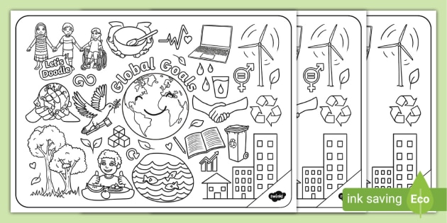 Let's Doodle About Global Goals Colouring Pages Let's Doodle About Global Goals Colouring Pages