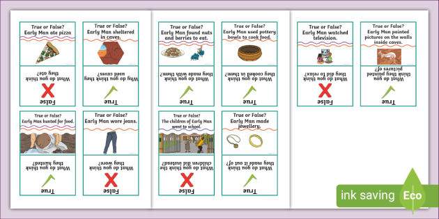 Early Man True or False Cards