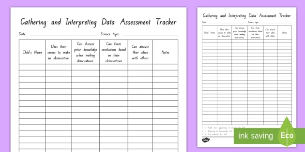 Gathering and Interpreting Data Assessment Tracker
