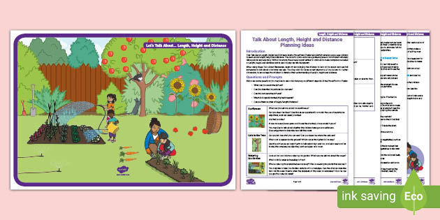 Talk About Length, Height and Distance Maths Poster and Planning Ideas