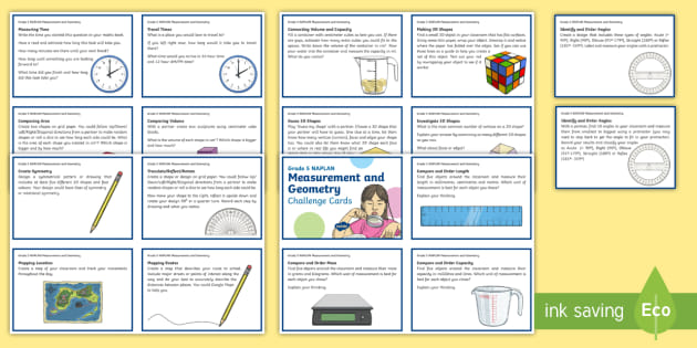 Grade 5 NAPLAN Measurement and Geometry Open Ended Challenge Cards