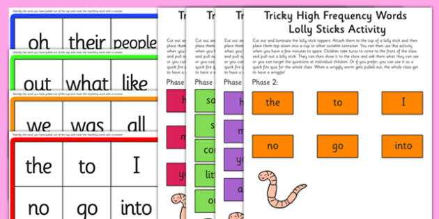 Tricky High Frequency Words Wriggly Worm Activity EYFS Resource Pack