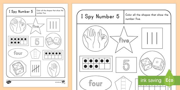 Number Sense I Spy Number 5 Activity