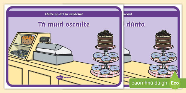 Bakery Open Closed Sign Gaeilge (teacher made)