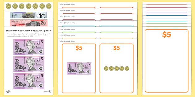 Workstation Pack: Notes and Coins Matching Activity Pack