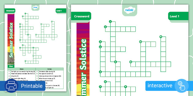 Summer Solstice Crossword – Twinkl Puzzled - Kids Puzzles