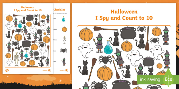 Halloween I Spy and Count Activity to 10 (teacher made)