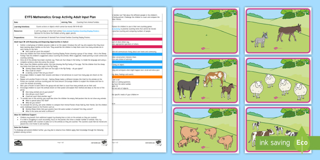 EYFS Maths: Counting Farm Animal Families Group Adult Input Plan and ...