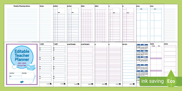 Editable Intermediate Canadian Teacher Planner 2021-2022