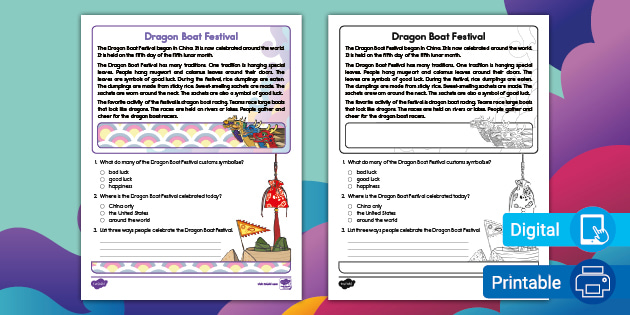 Dragon Boat Festival Reading Passage - Twinkl USA Resources