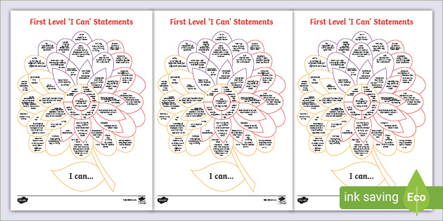 First Level Literacy Self-Assessment Flower Trackers