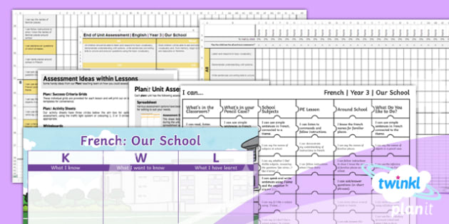 French: Our School Year 3 Unit Assessment Pack