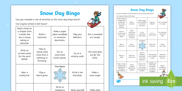 KS1 Snow Day Bingo