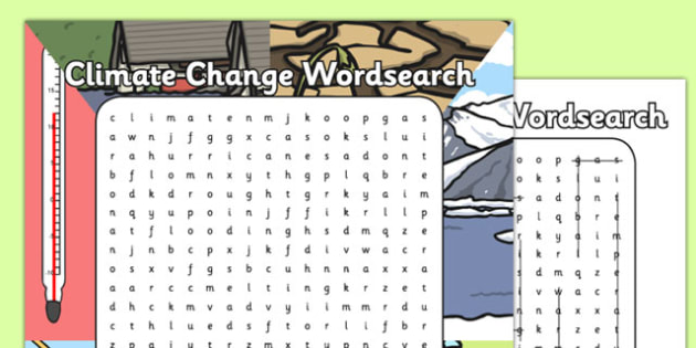 Climate Change Wordsearch - climate change, wordsearch, climate